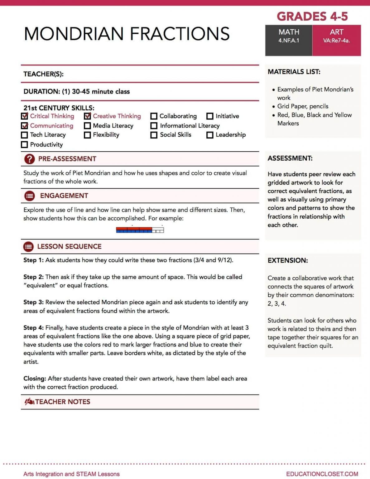 4th Grade Math Lesson Plans - Lesson Plans Learning