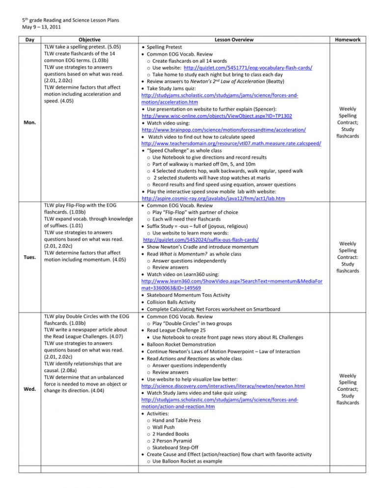 Force And Motion 2nd Grade Lesson Plans - Lesson Plans Learning