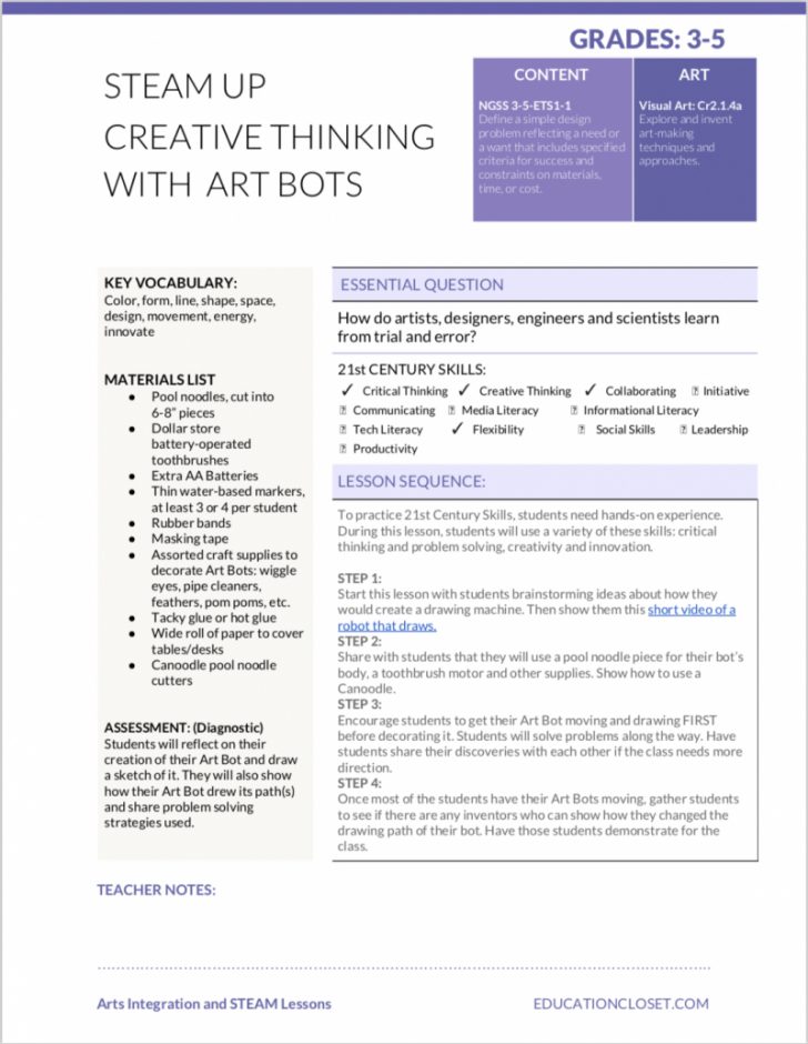 Arts Integration Lesson Plans | Art Integration Lessons - Lesson Plans ...