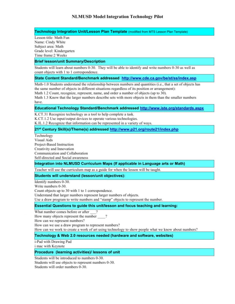 Integrated Lesson Plan For Kindergarten | Lesson Plans Learning
