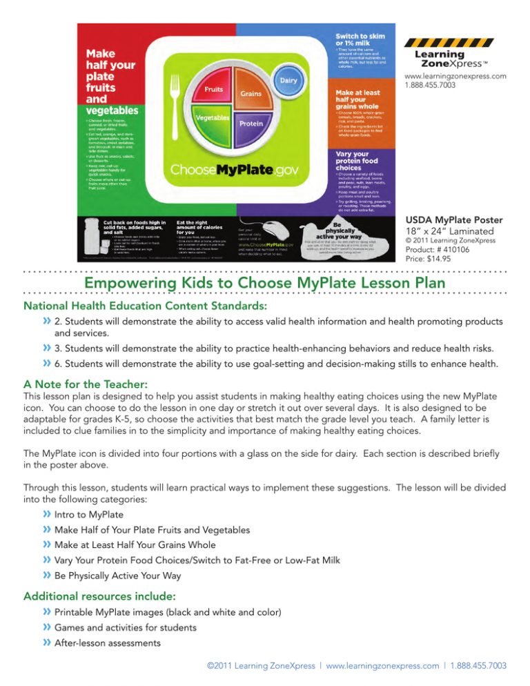 Empowering Kids To Choose Myplate Lesson Plan - Lesson Plans Learning
