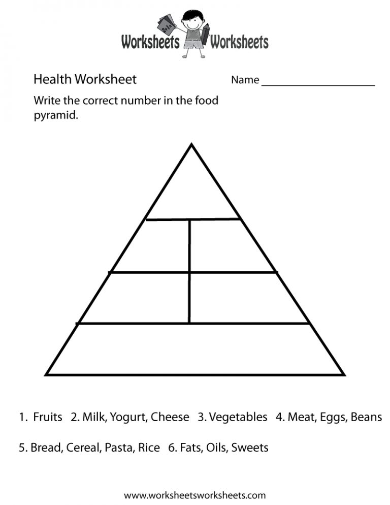 Food Pyramid Health Worksheet Printable | Food Pyramid, Food - Lesson ...