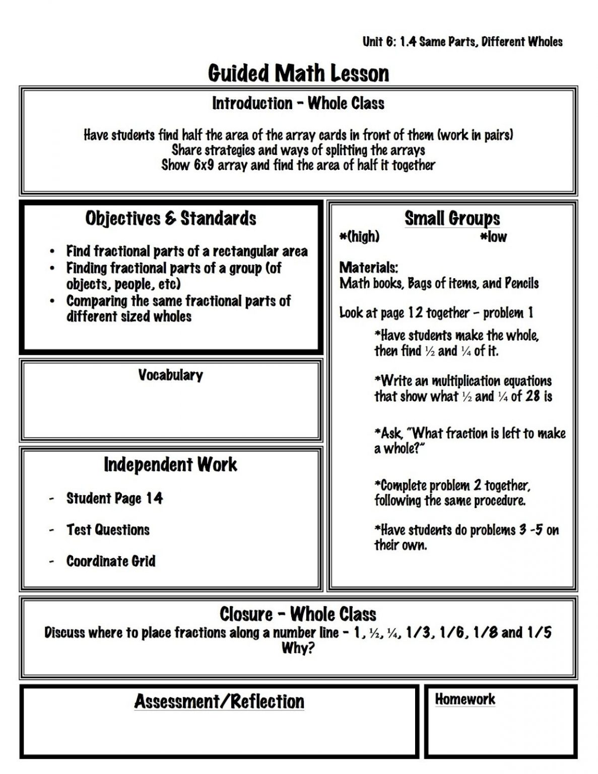 5th Grade Math Lesson Plans Fractions - Lesson Plans Learning