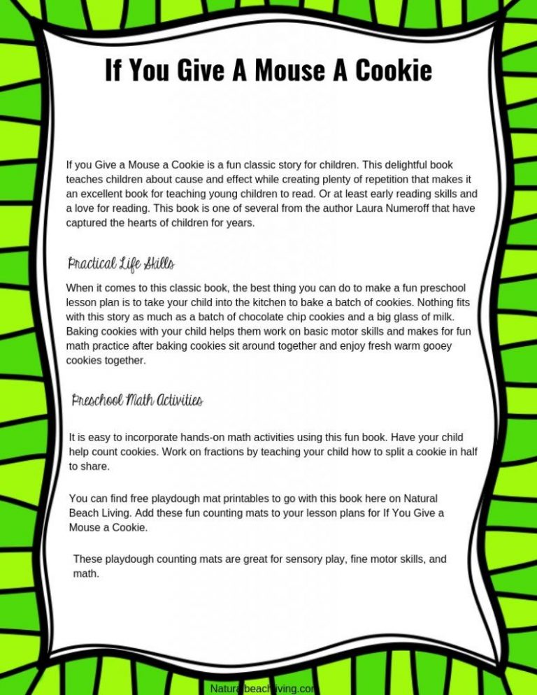 If You Give A Mouse A Cookie Lesson Plan - Lesson Plans Learning