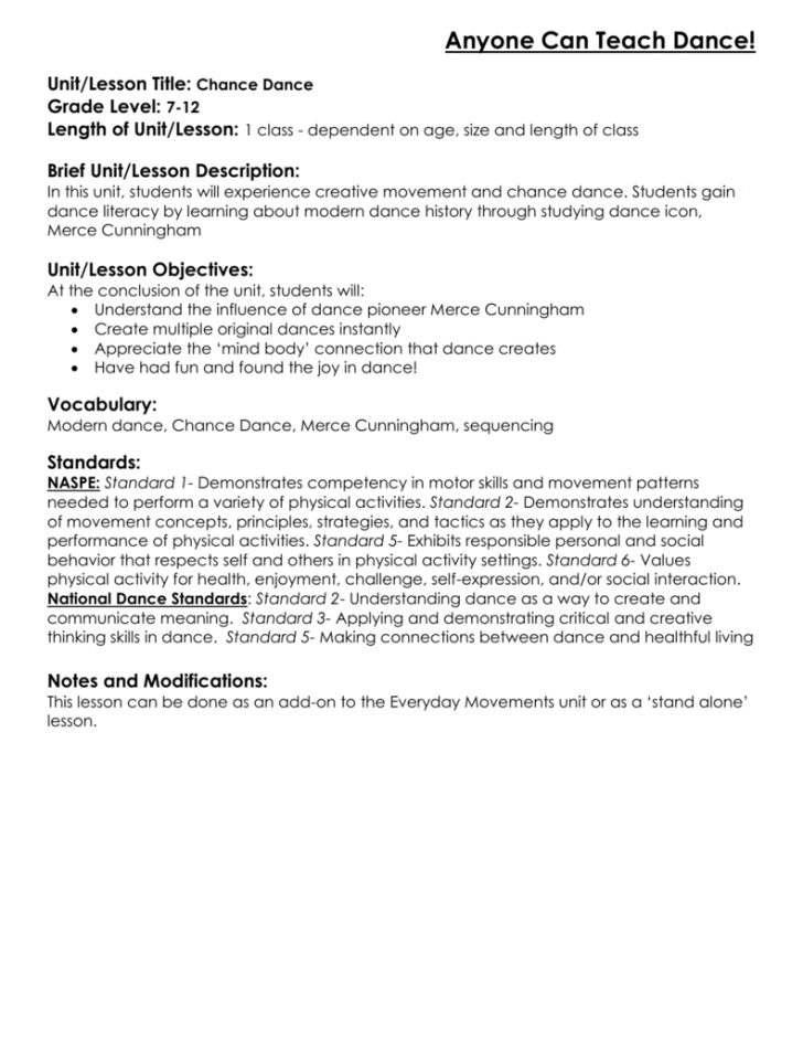 Creative Movement Lesson Plans - Lesson Plans Learning