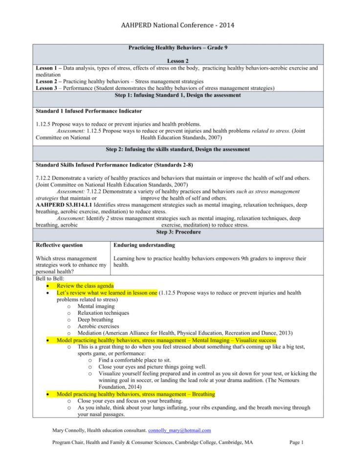 Stress Management Lesson Plans - Lesson Plans Learning