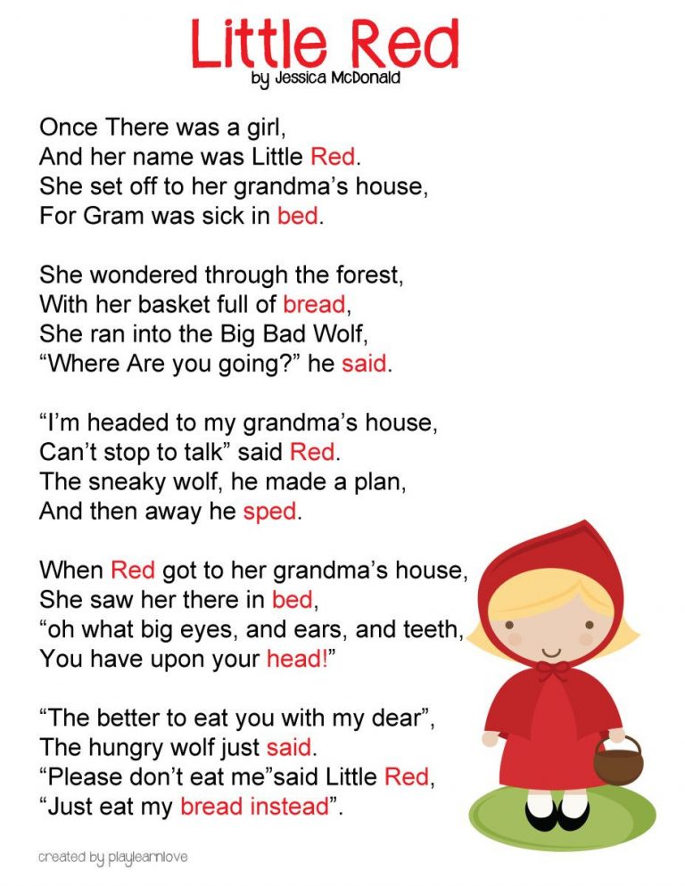 Little Red Riding Hood Poem *free Printable* : Fairy Tale - Lesson ...