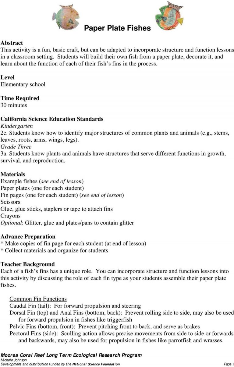 Fish Lesson Plans For Kindergarten - Lesson Plans Learning