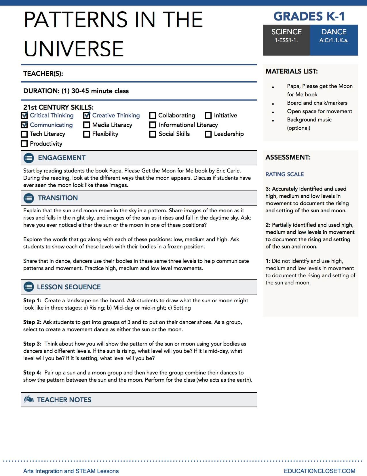 Creative Movement Lesson Plans Lesson Plans Learning
