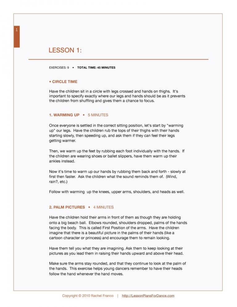 Preschool Ballet Lesson Plans - Lesson Plans Learning