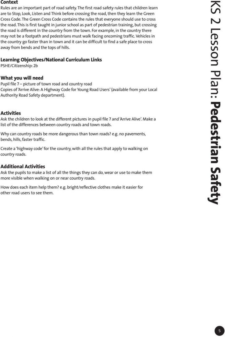 Rural Road Safety: A Resource For Key Stages 1 & 2 - Pdf - Lesson Plans ...