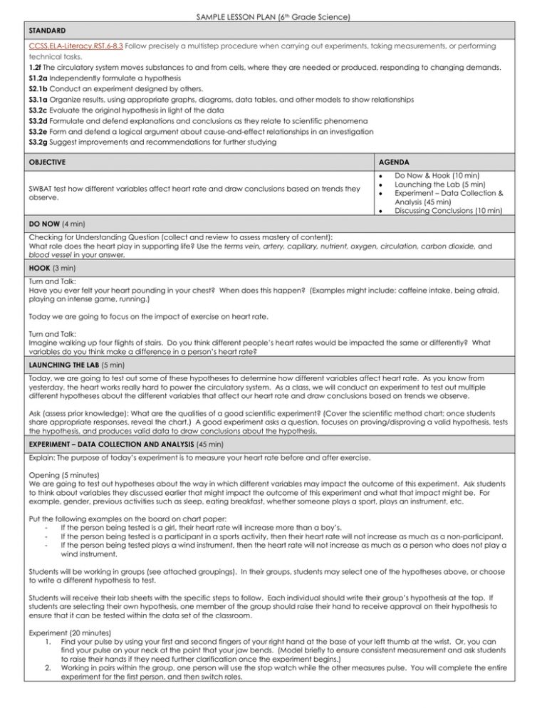 Scientific Method Lesson Plan 6th Grade - Lesson Plans Learning