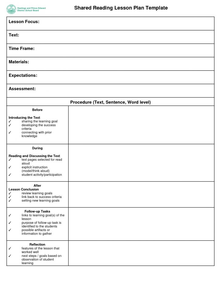Balanced Literacy Lesson Plan Template - Lesson Plans Learning