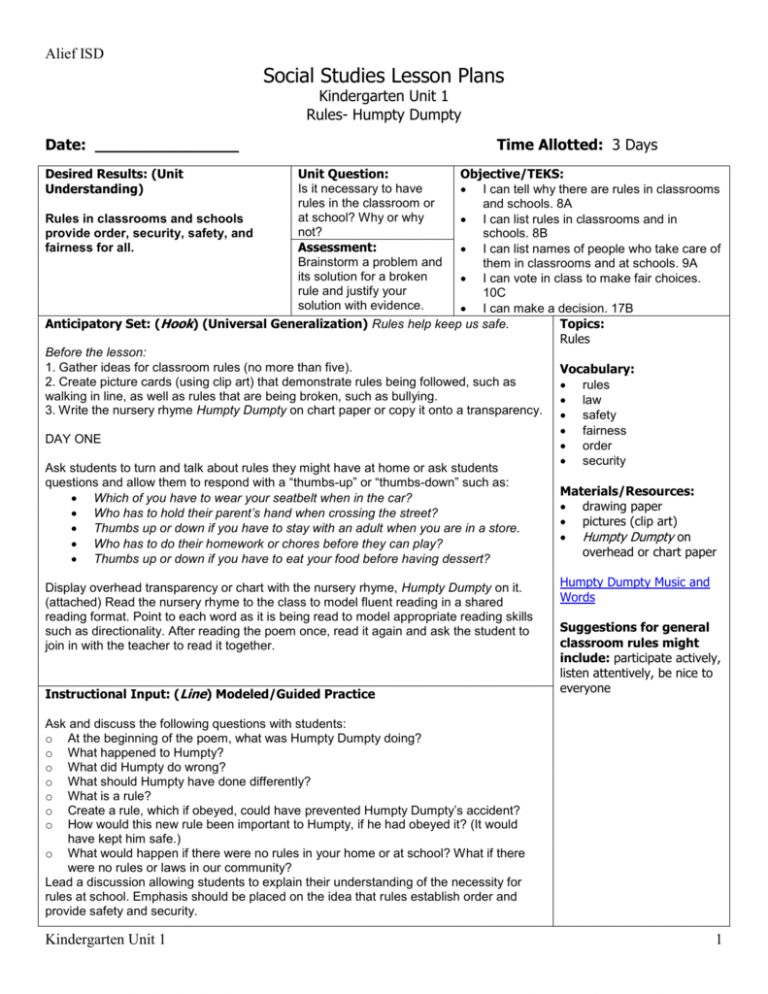 Social Studies Lesson Plans - Alief Independent School District ...