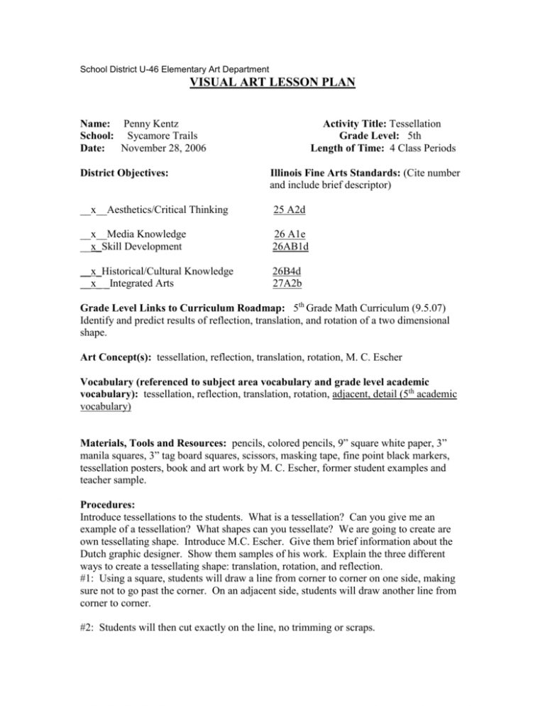 Tessellation Lesson Plan - Lesson Plans Learning