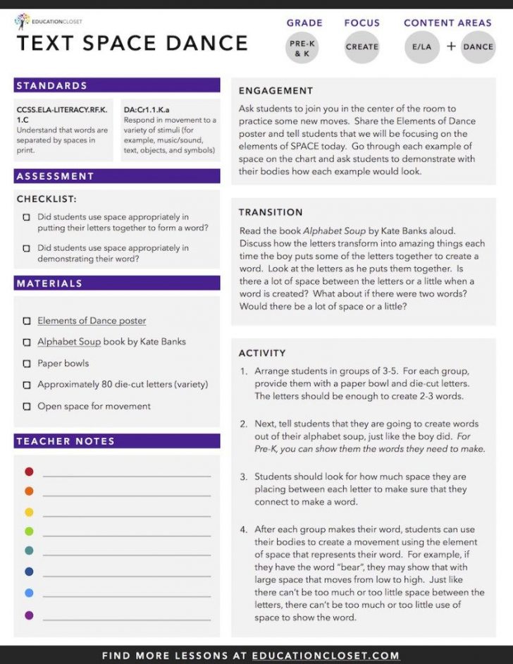 Text Space Dance Arts Integration Lesson | Art Integration - Lesson ...