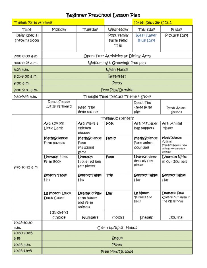 Themes Units Preschool Lesson Plans | Beginner Preschool - Lesson Plans ...