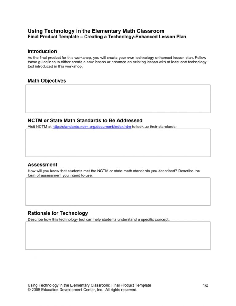 Elementary Math Lesson Plans With Technology - Lesson Plans Learning
